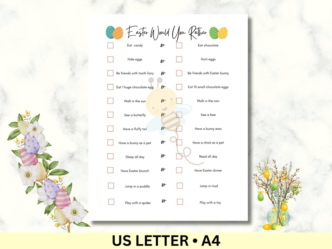 Easter Would You Rather,easter Printable Game, Easter Party Game,easter ...