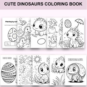 Cute Dinosaurs Digital Coloring Book – Printable Fun for Kids! - Etsy