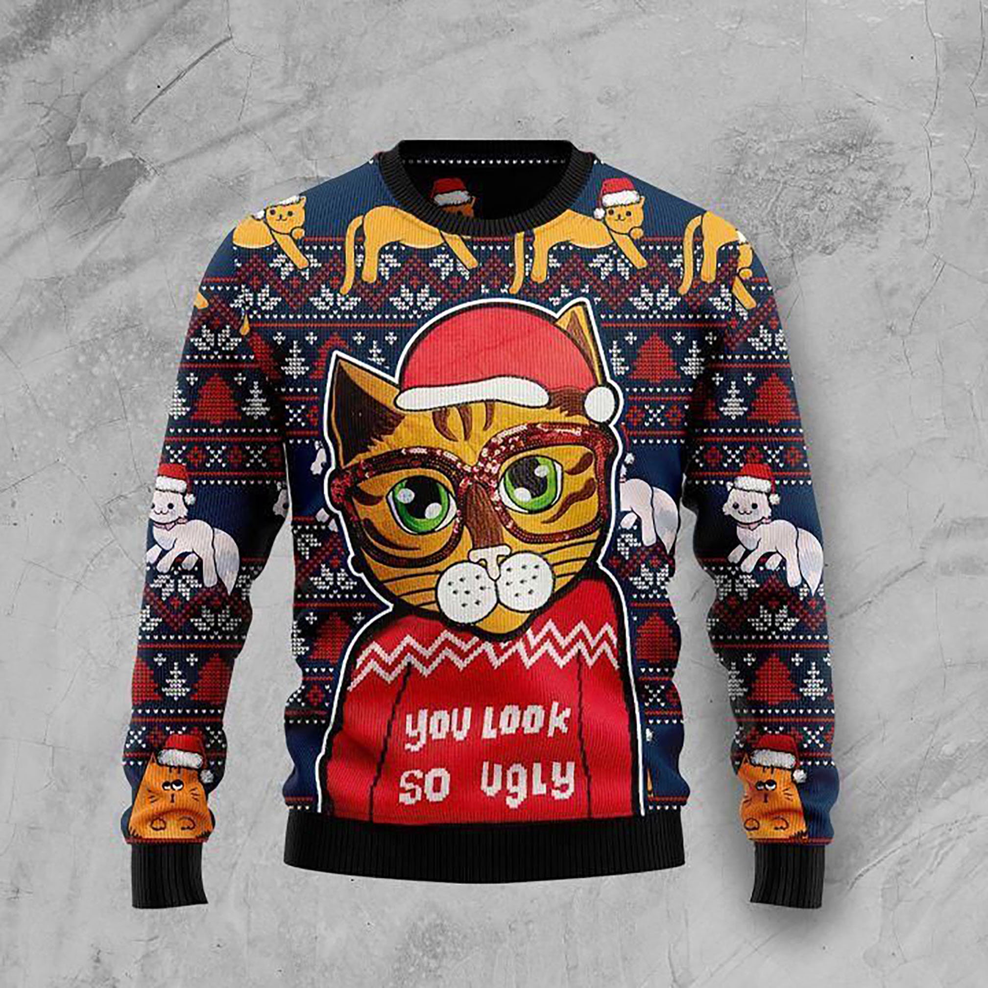3D Cat Look So Ugly Christmas Sweater sold by Matt Lamarche cfp cima ...