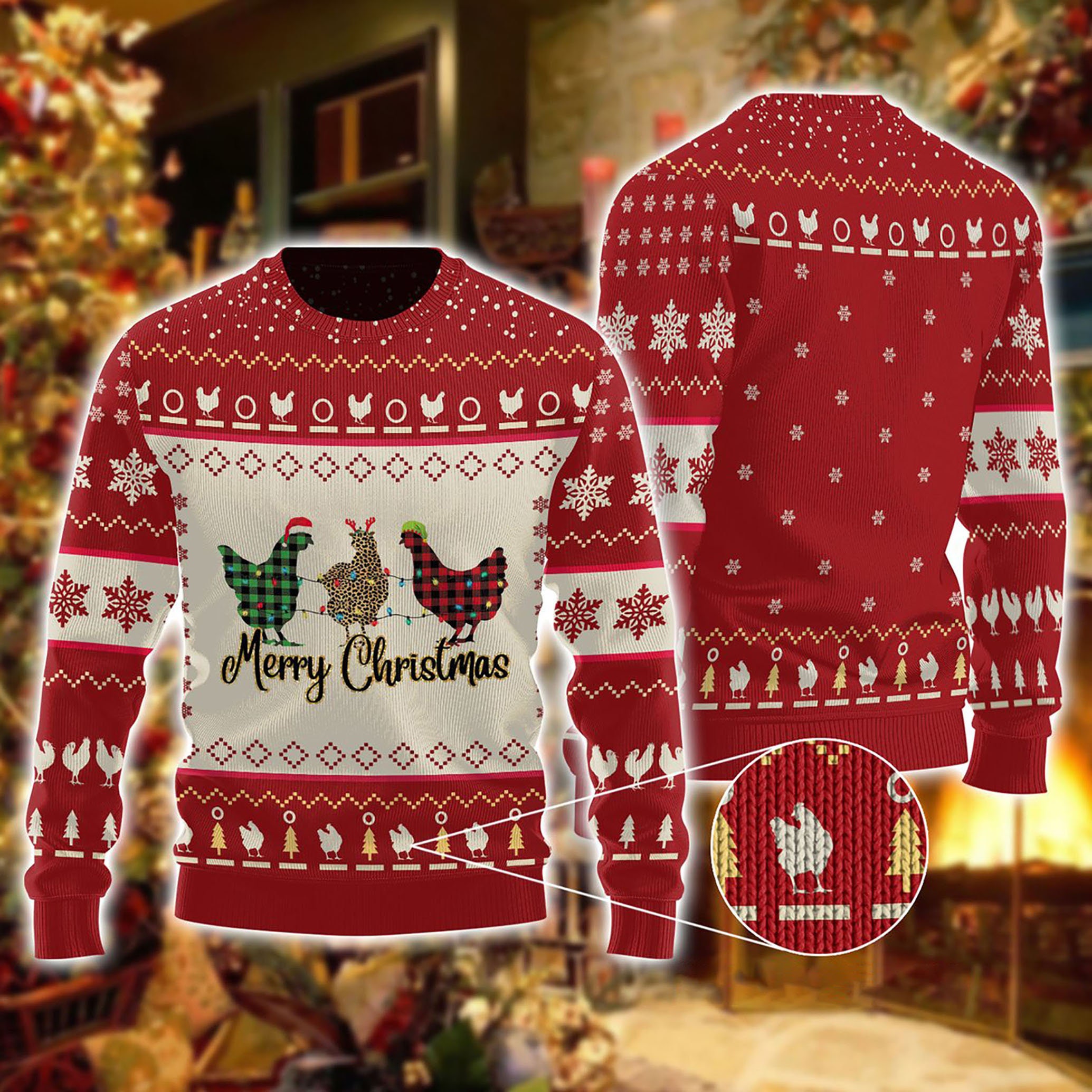 3D Christmas Chicken Red Ugly Sweater sold by Bradley Miller | SKU ...