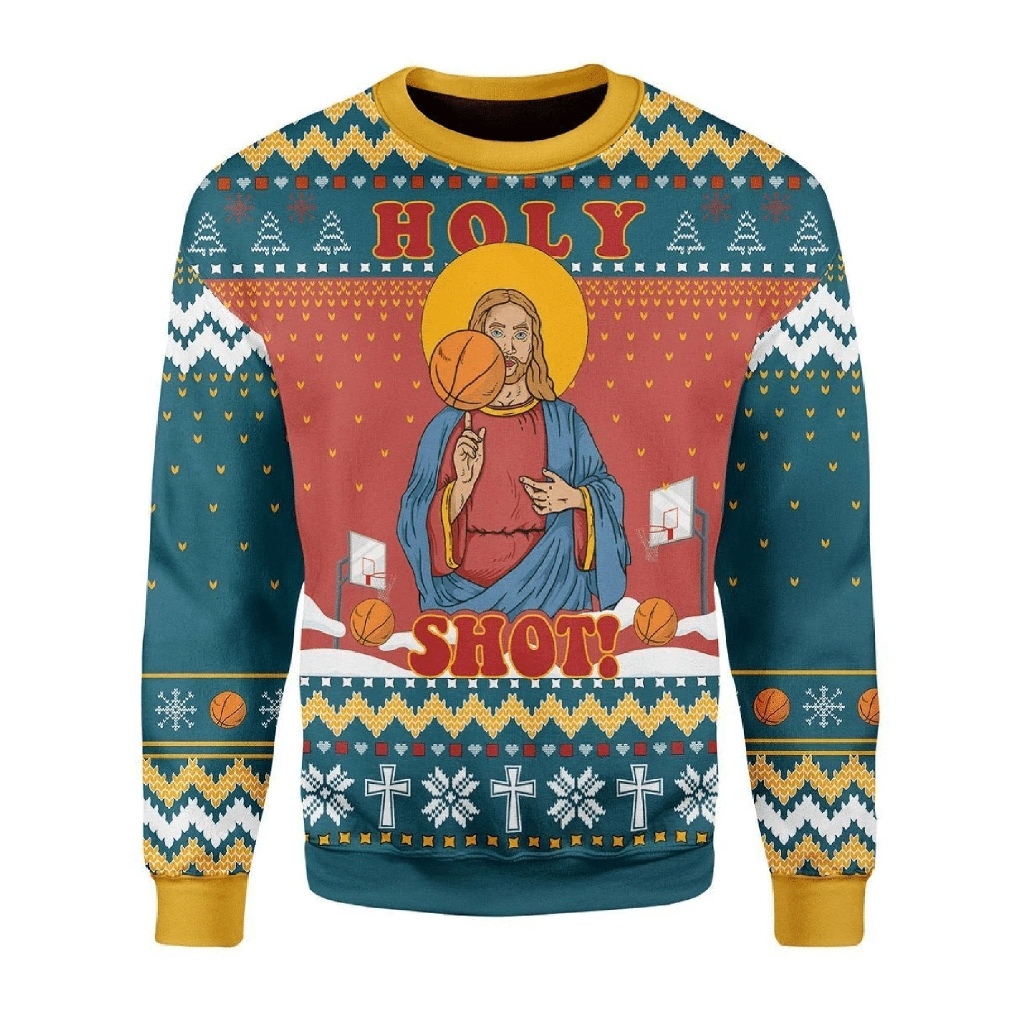 3D Christ Jesus Holy Shot Basketball Ugly Christmas sold by Eduardo ...
