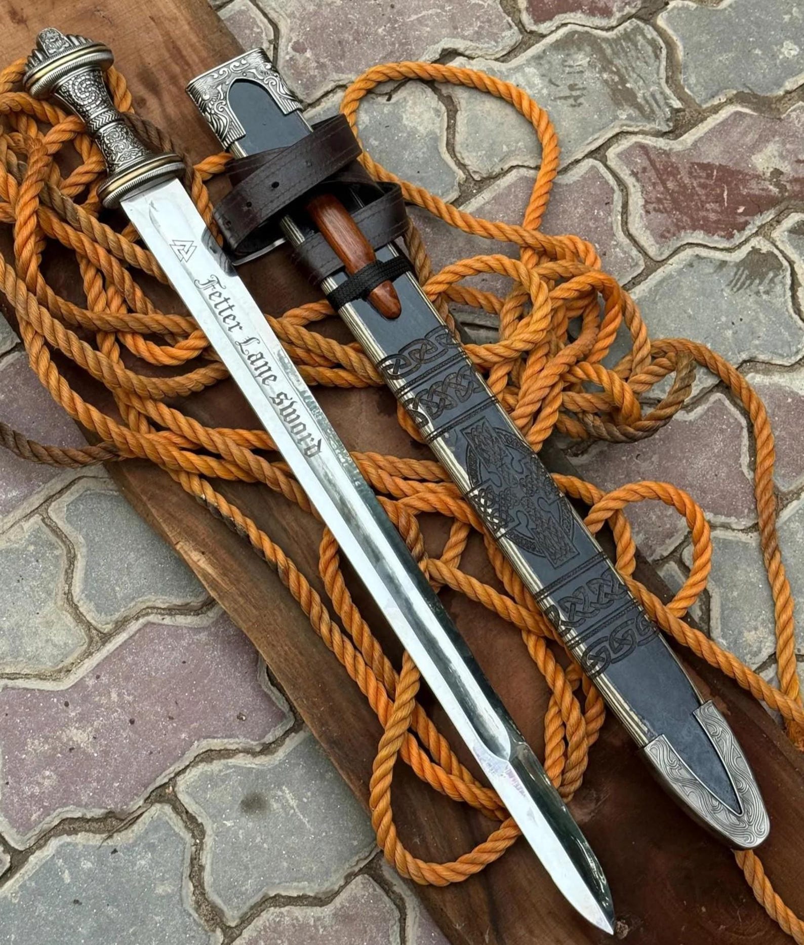 Handmade Anglo-saxon Sword Replica – Damascus Steel Fetter Lane Blade ...