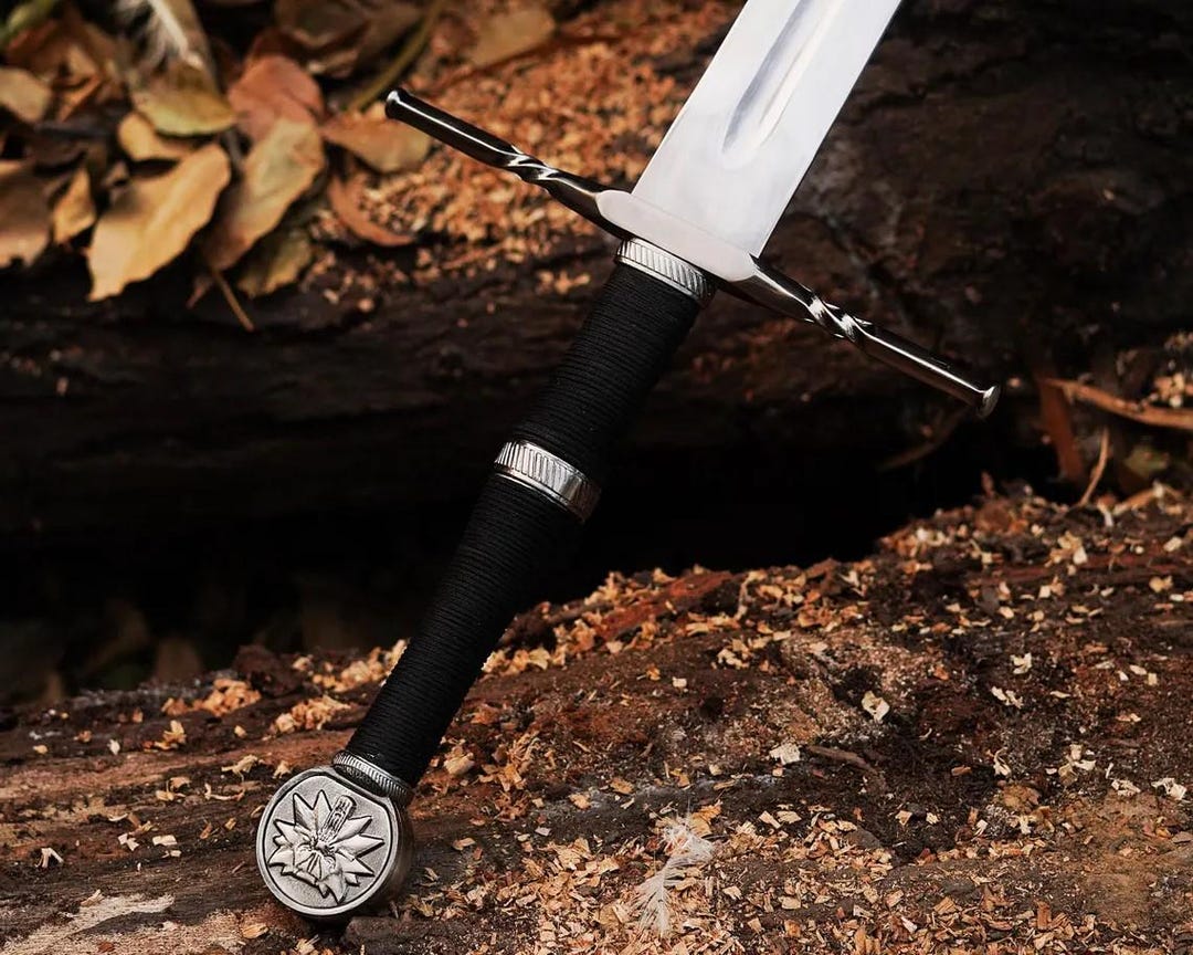 Handmade Witcher Sword, White Wolf Monster Slayer Sword With Scabbard ...