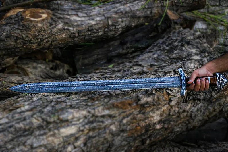 Handmade VIKING Sword Real Damascus Steel Northman Sword Beautiful Gift ...