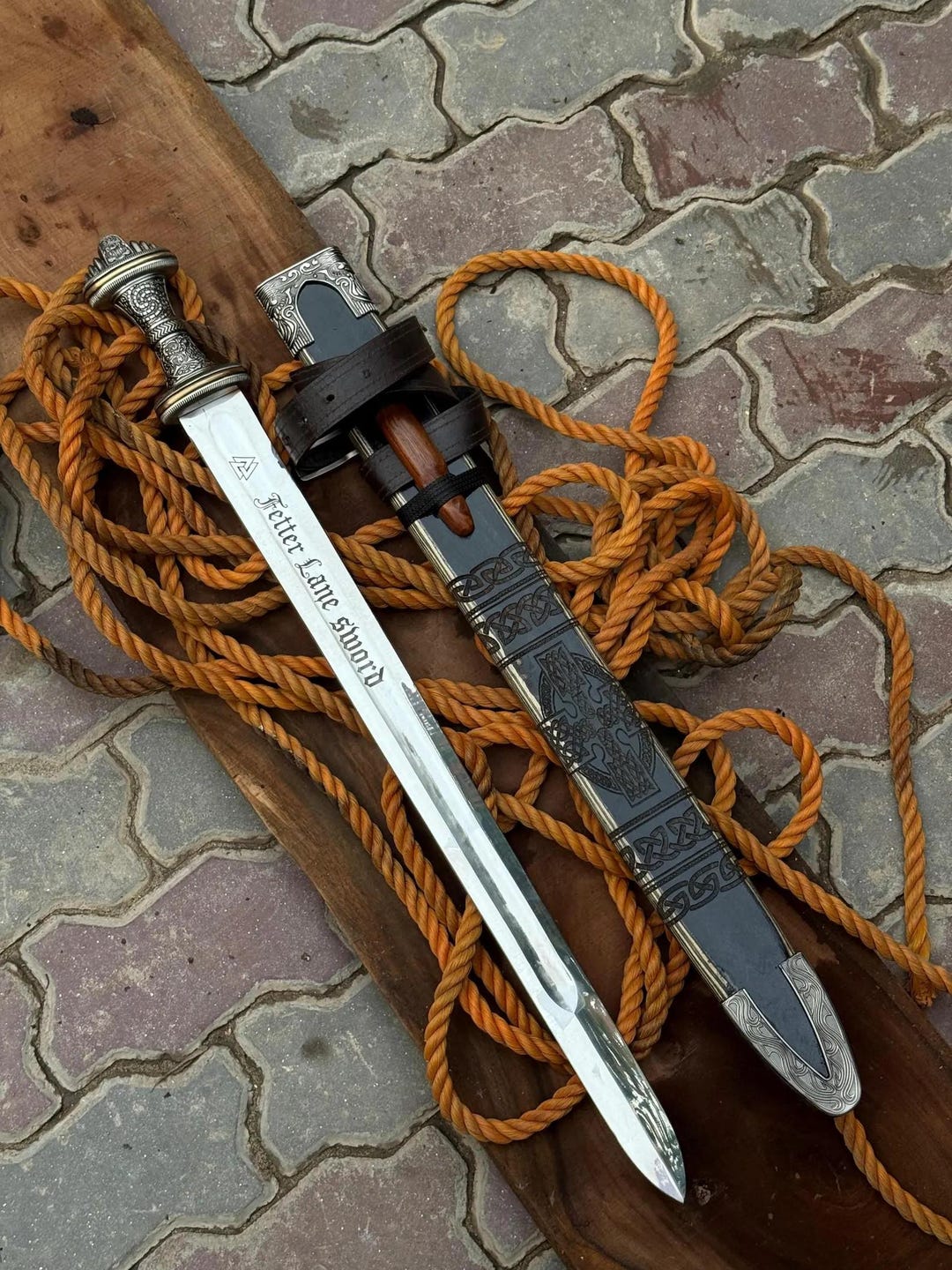 Handmade Anglo-saxon Sword Replica – Damascus Steel Fetter Lane Blade ...