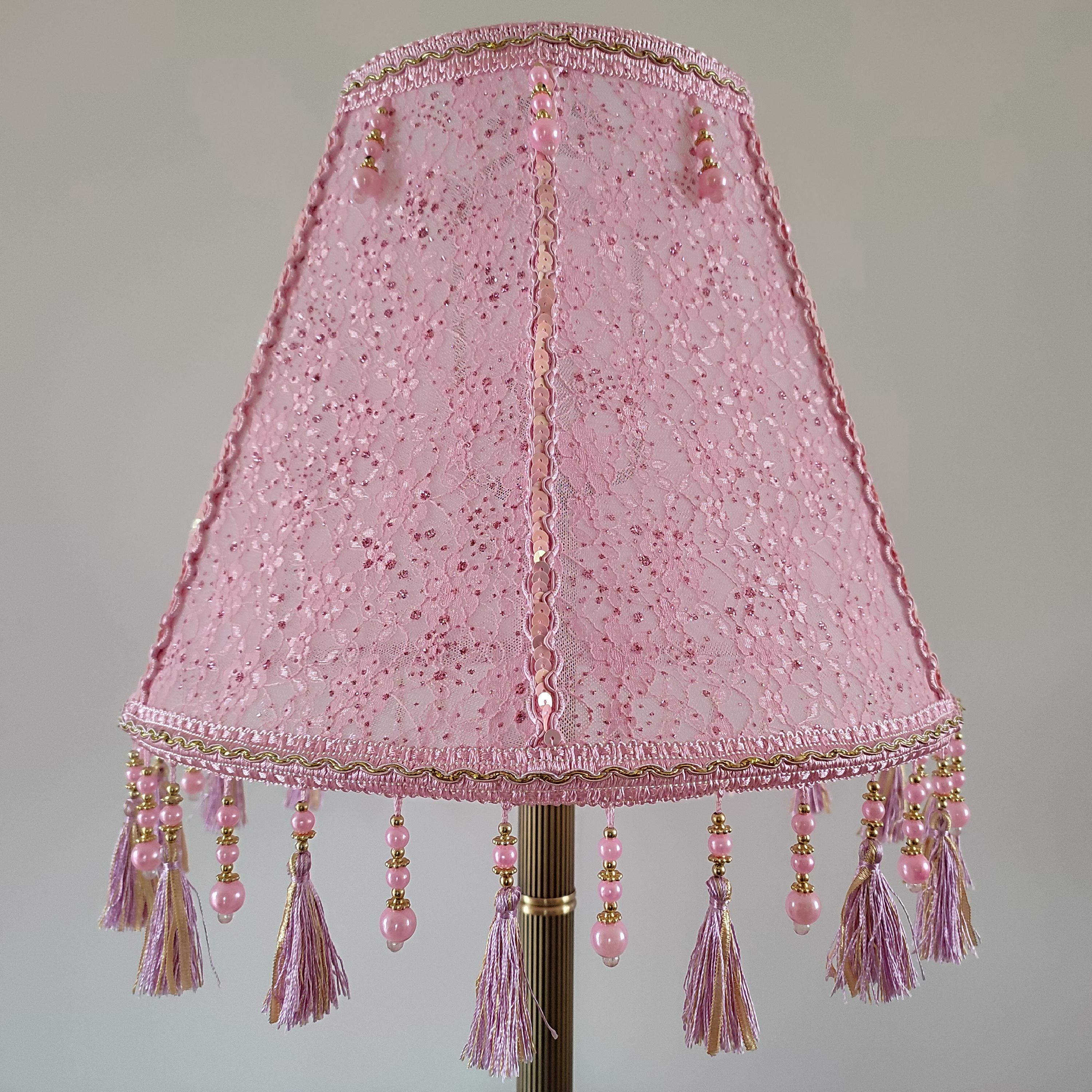 A Handmade Fabric Lampshade With Rhinestones is a Chic Accessory for a ...