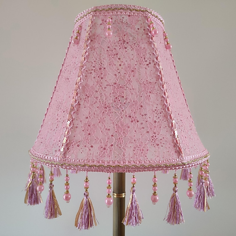 A Handmade Fabric Lampshade With Rhinestones is a Chic Accessory for a ...