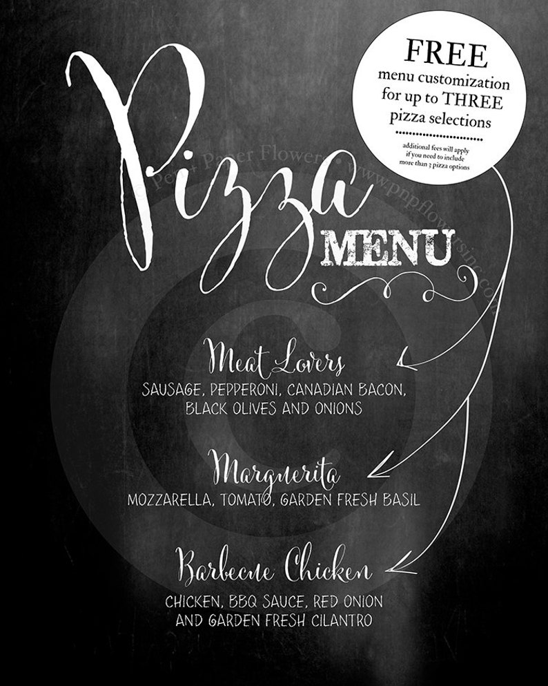 Pizza Bar Sign, Menu and Labels Set INSTANT DOWNLOAD - Etsy