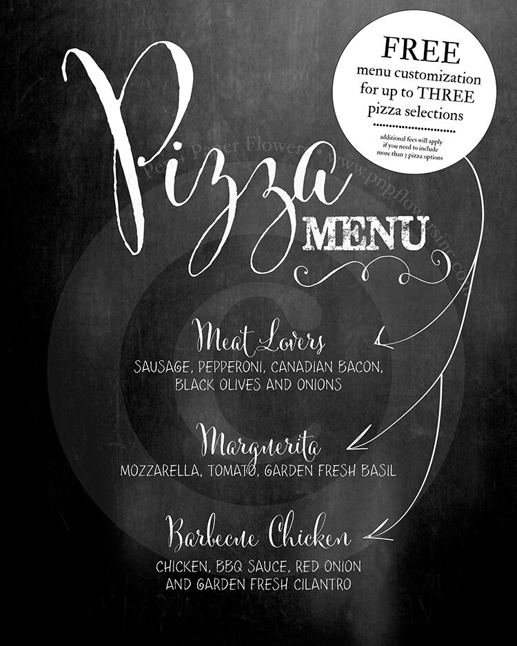 Pizza Bar Sign, Menu and Labels Set INSTANT DOWNLOAD - Etsy