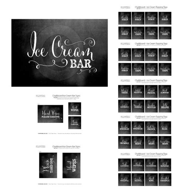 Chalkboard Ice Cream Bar Collection INSTANT DOWNLOAD - Etsy