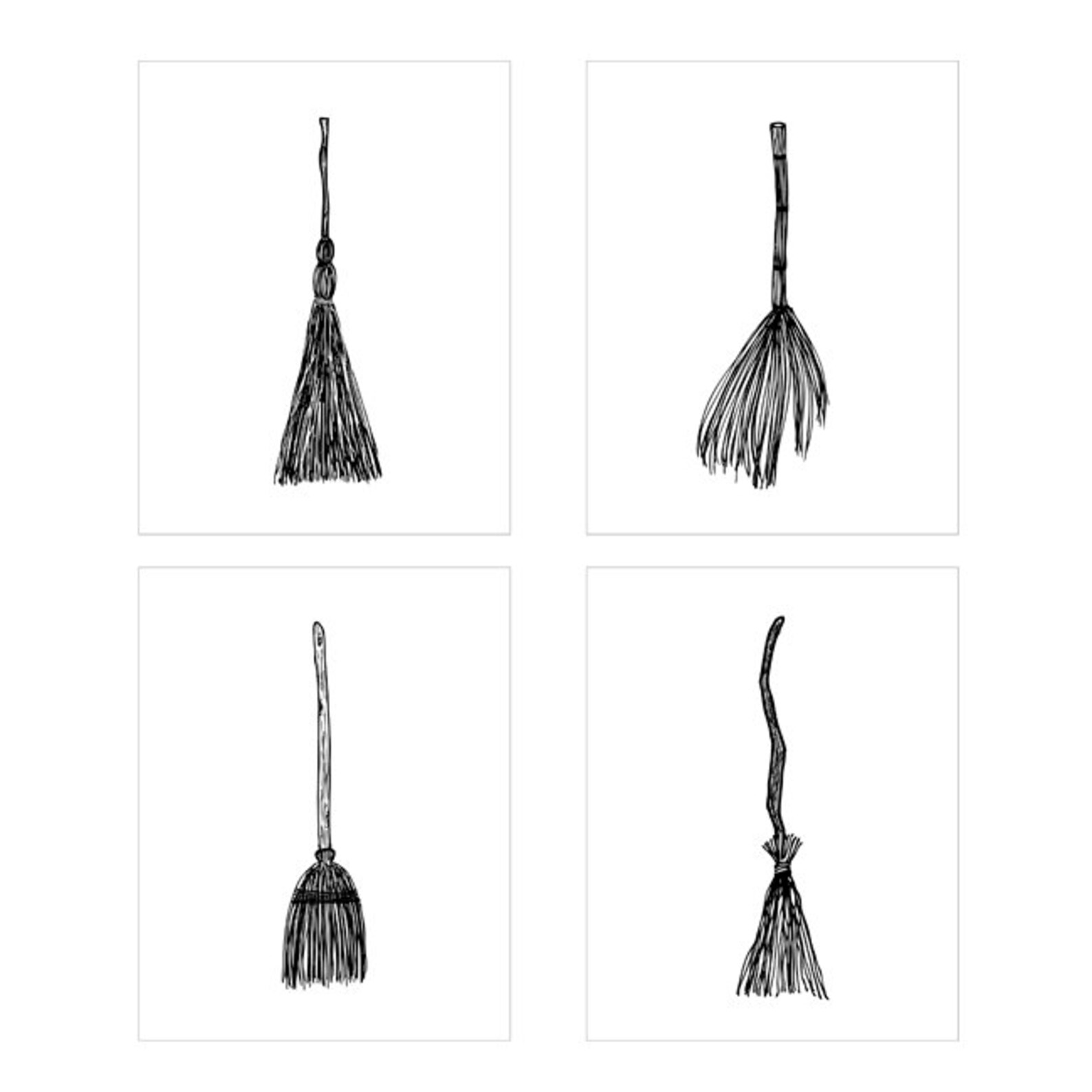 Halloween Witch Brooms Art Prints Posters - Etsy