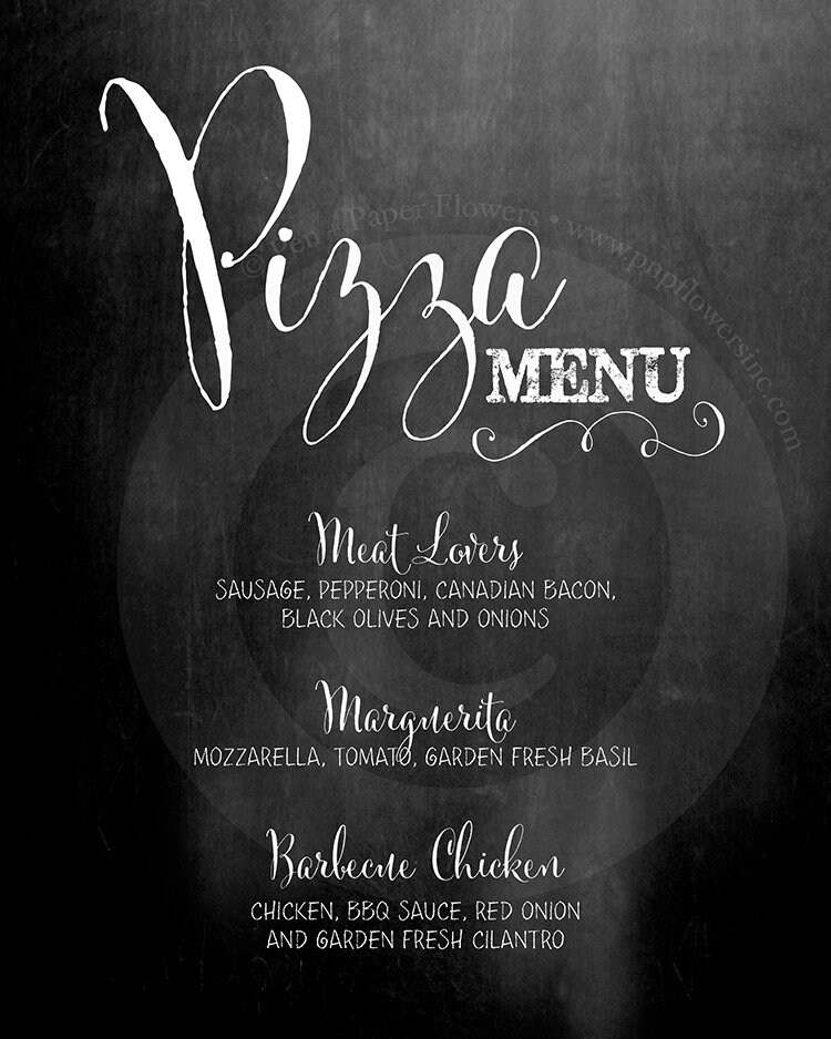 Pizza Bar Sign, Menu and Labels Set INSTANT DOWNLOAD - Etsy