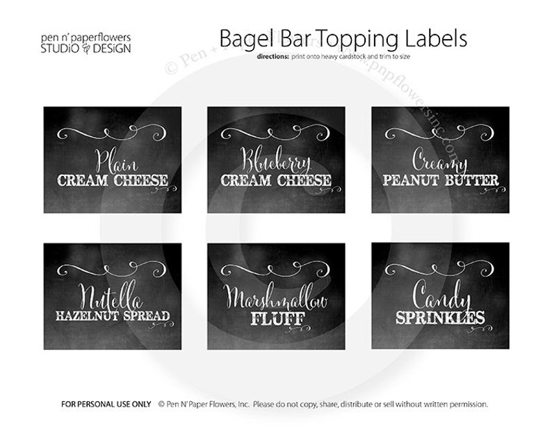 Bagel Bar Chalkboard Sign INSTANT DOWNLOAD - Etsy