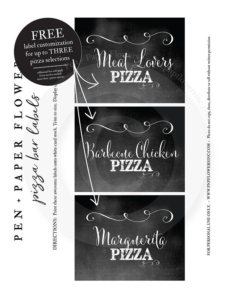 Pizza Bar Sign Menu and Labels Set INSTANT DOWNLOAD - Etsy
