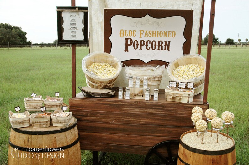 Rustic Popcorn Bar Collection INSTANT DOWNLOAD - Etsy