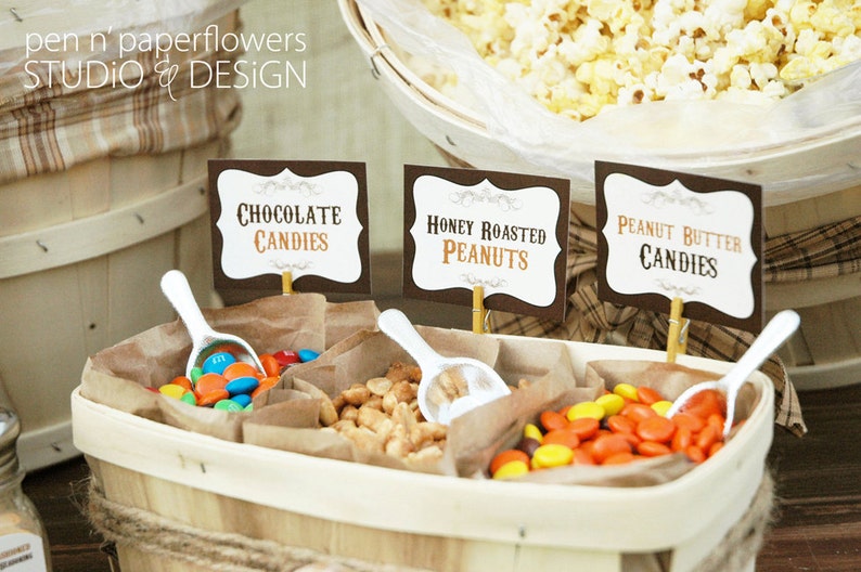 Rustic Popcorn Bar Collection INSTANT DOWNLOAD - Etsy
