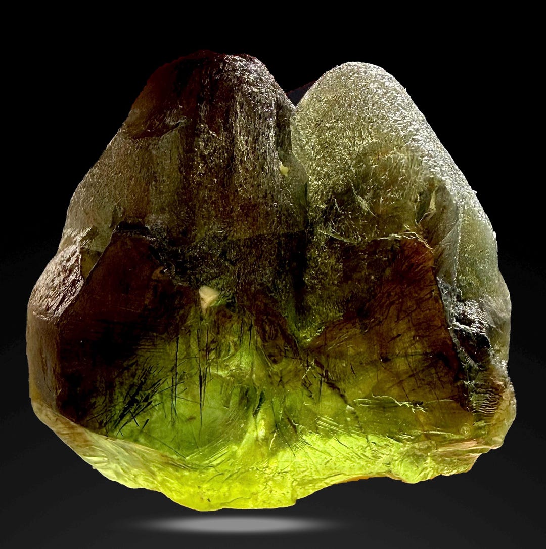 132 Carat Raw Peridot With Rare Ludwigite Crystal Specimen Uncut August ...