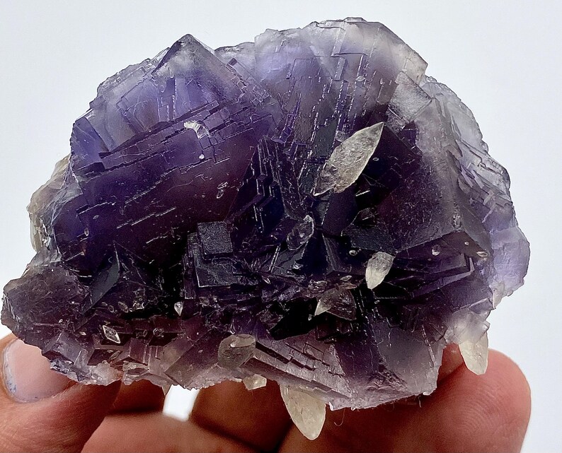 841 Carat Purple Fluorite Crystal | Rare Stepped Tower Specimen - Etsy