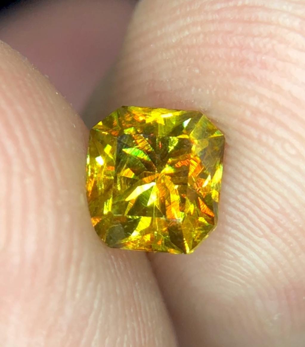 1.30 Carat Fire Natural Yellow Sphene: Rare Rainbow Gemstone Jewelry ...