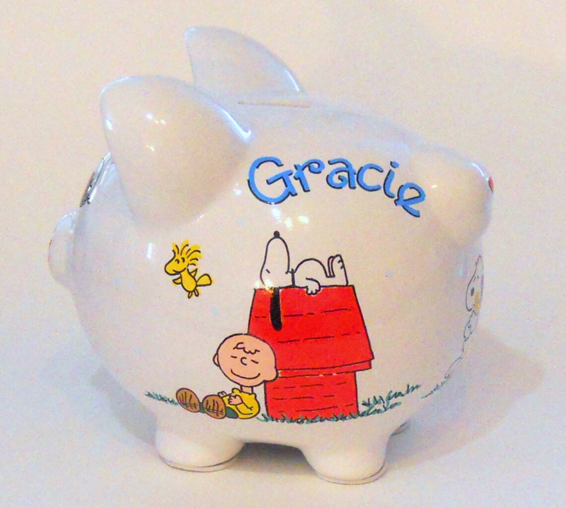 Personalized Piggy Bank Peanuts Gang With Charlie Brown Lucy - Etsy