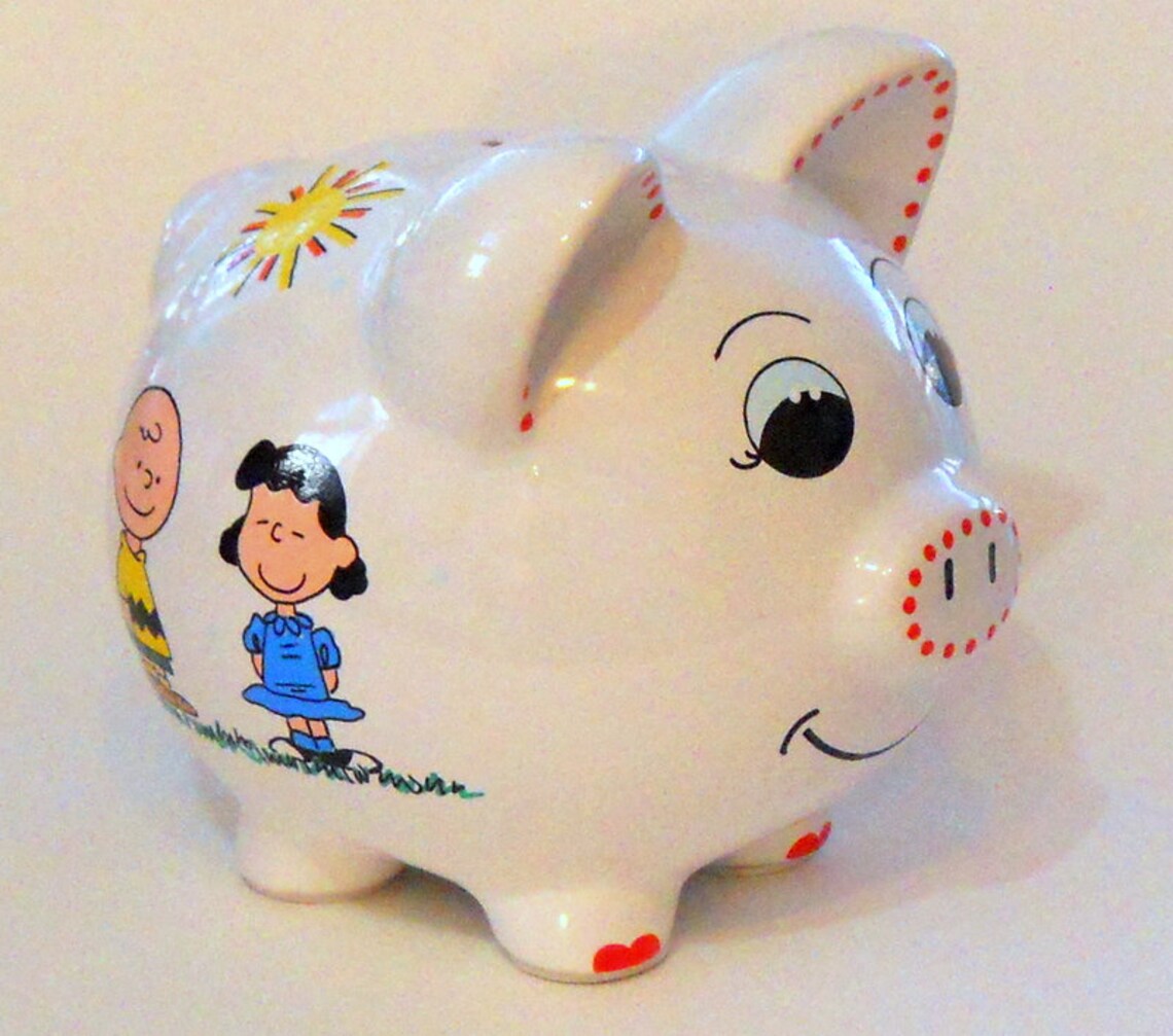 Personalized Piggy Bank Peanuts Gang With Charlie Brown Lucy - Etsy