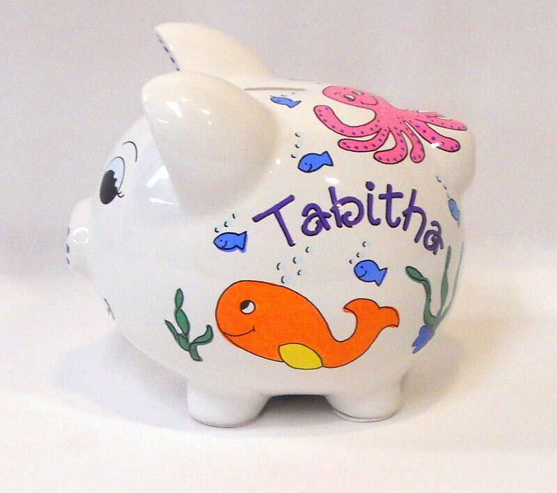 Personalized Piggy Bank Tropical Fish Whale and Octopus | Etsy