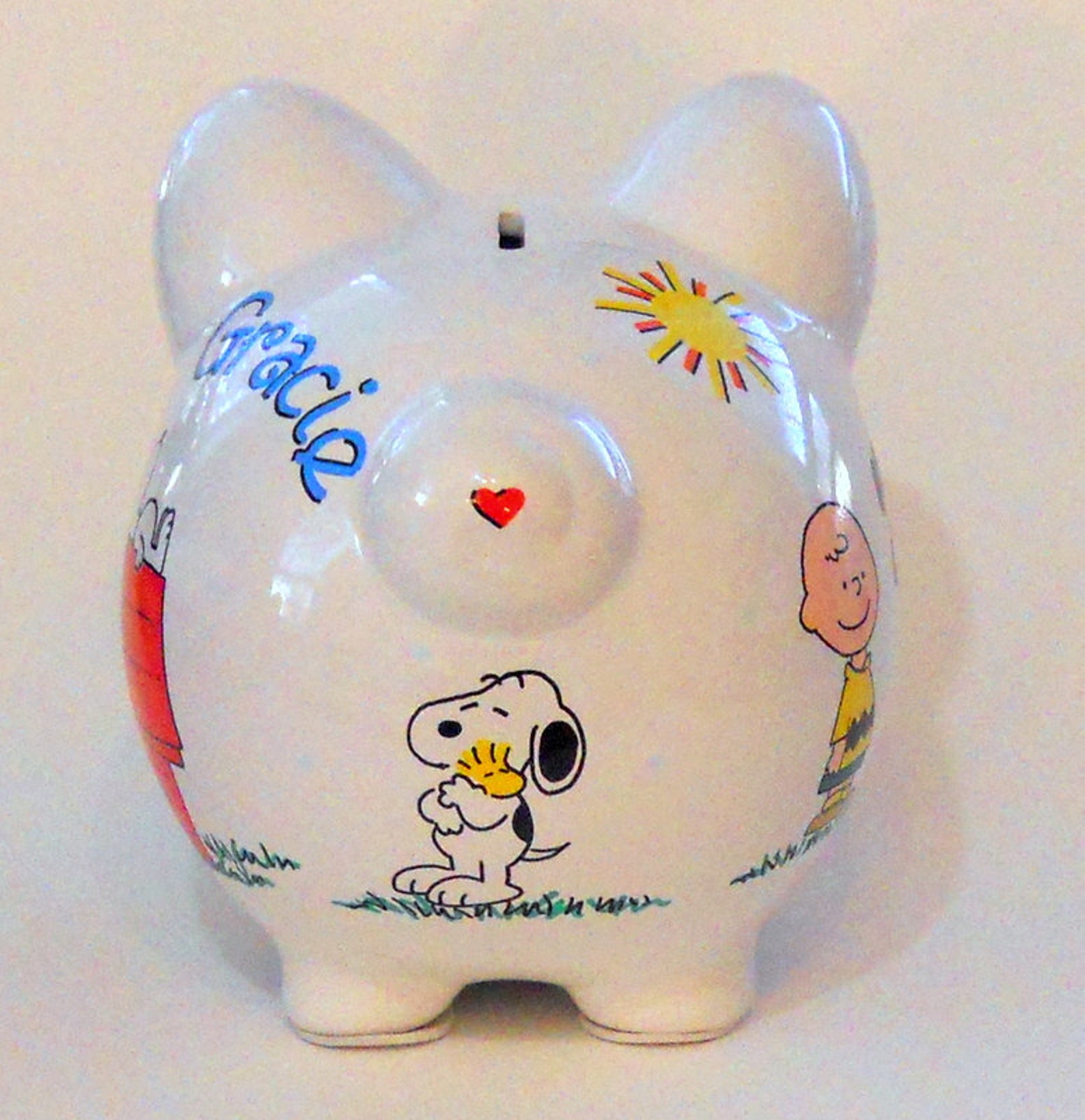 Personalized Piggy Bank Peanuts Gang With Charlie Brown Lucy - Etsy