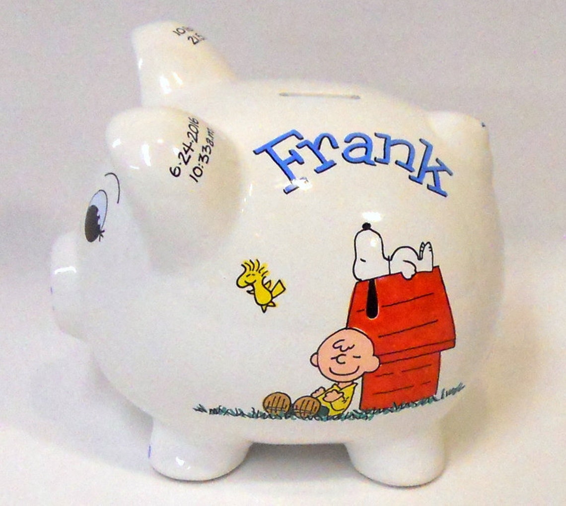 Personalized Piggy Bank Peanuts Gang With Charlie Brown Lucy - Etsy