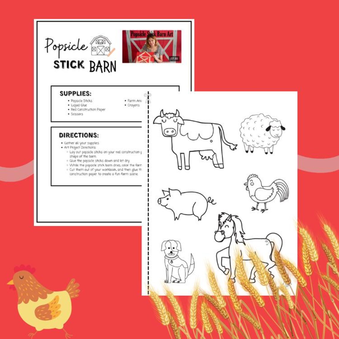 Popsicle Stick Barn Farm Art Project, Farm Art for Preschool - Etsy