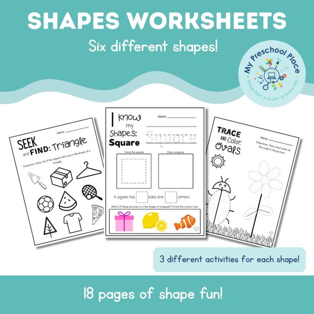 Shapes Worksheet Bundle for Preschoolers and Kindergarteners - Etsy