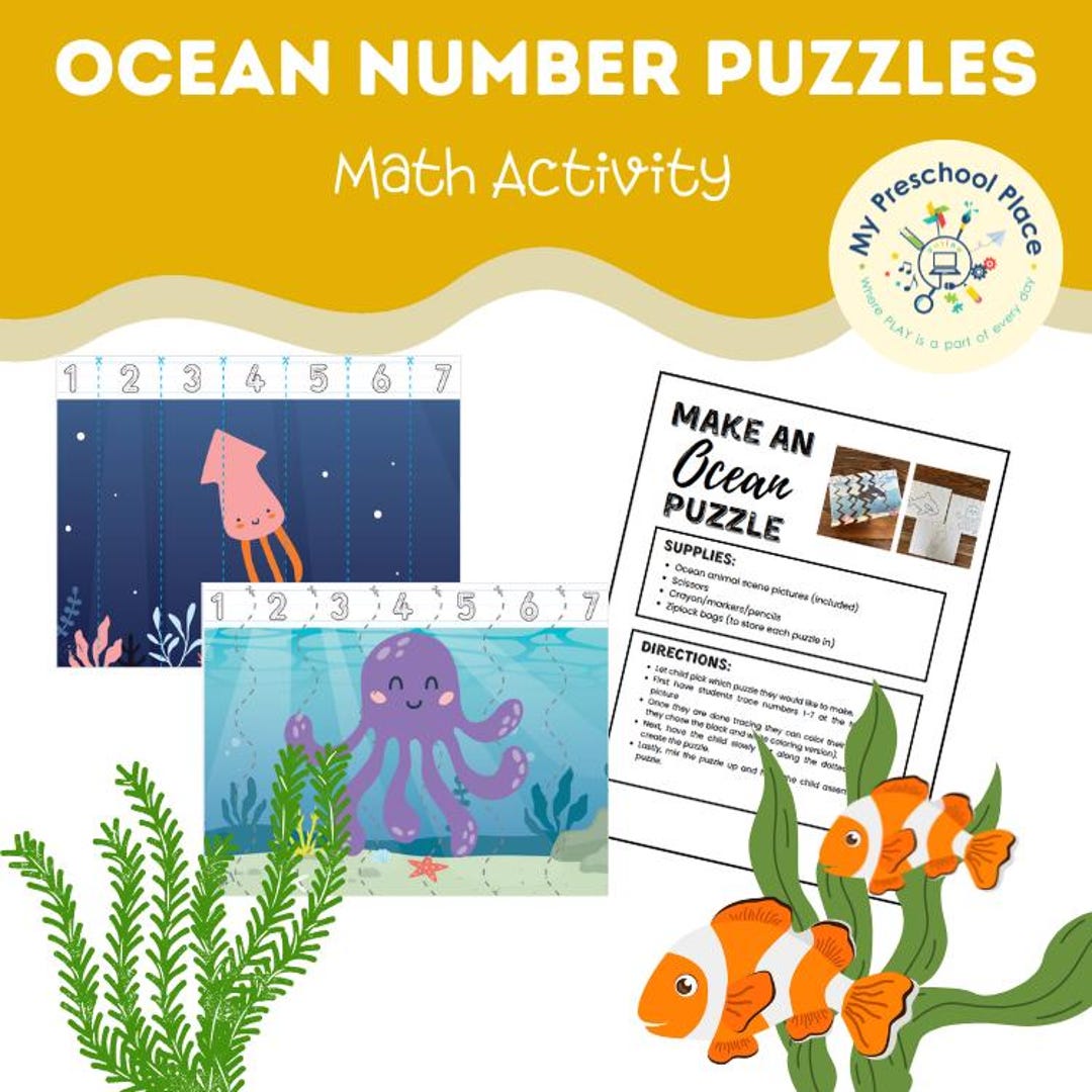 Ocean Math Puzzles, Number Puzzles for Preschoolers - Etsy