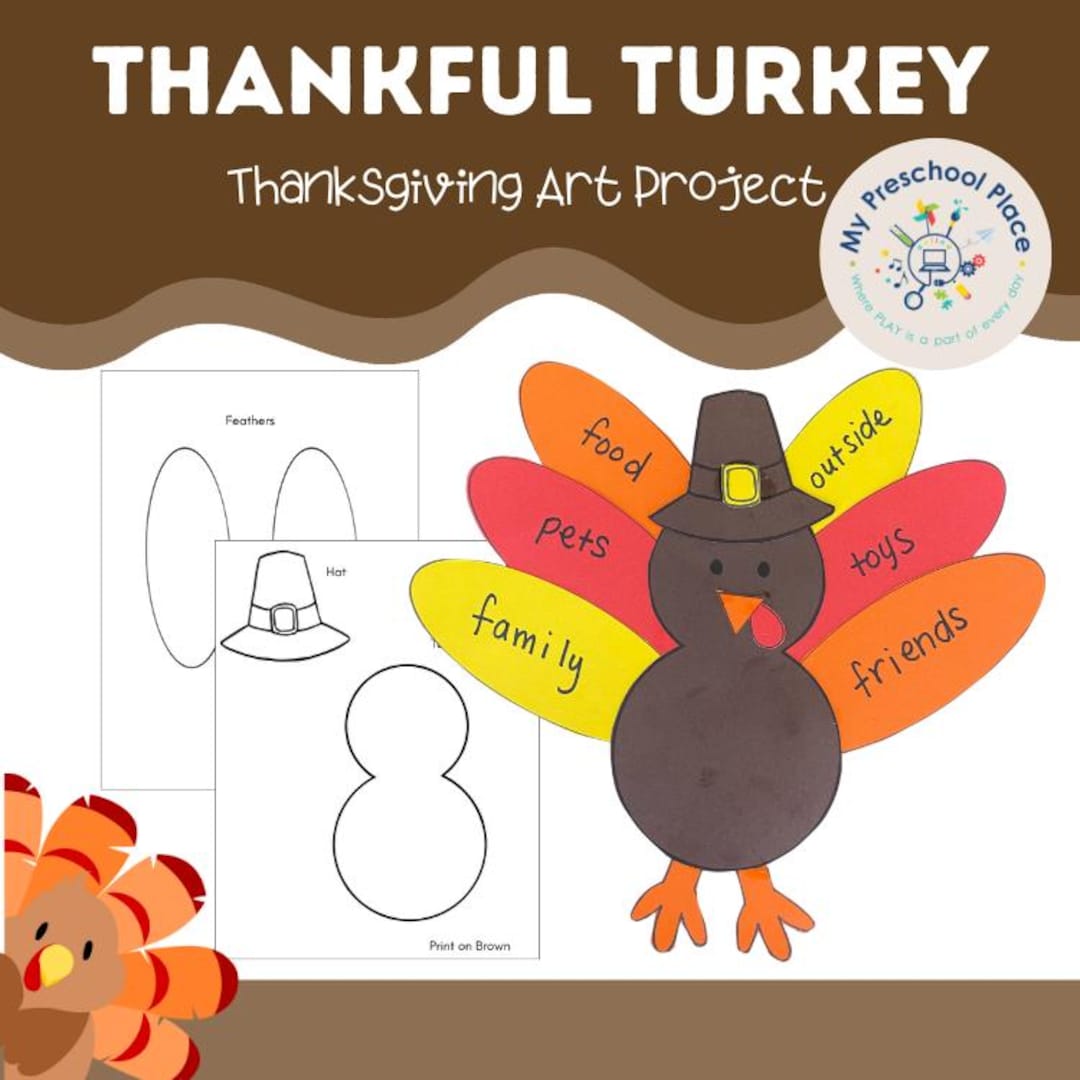 Thankful Turkey Thanksgiving Craft: Preschool Kids Art - Etsy