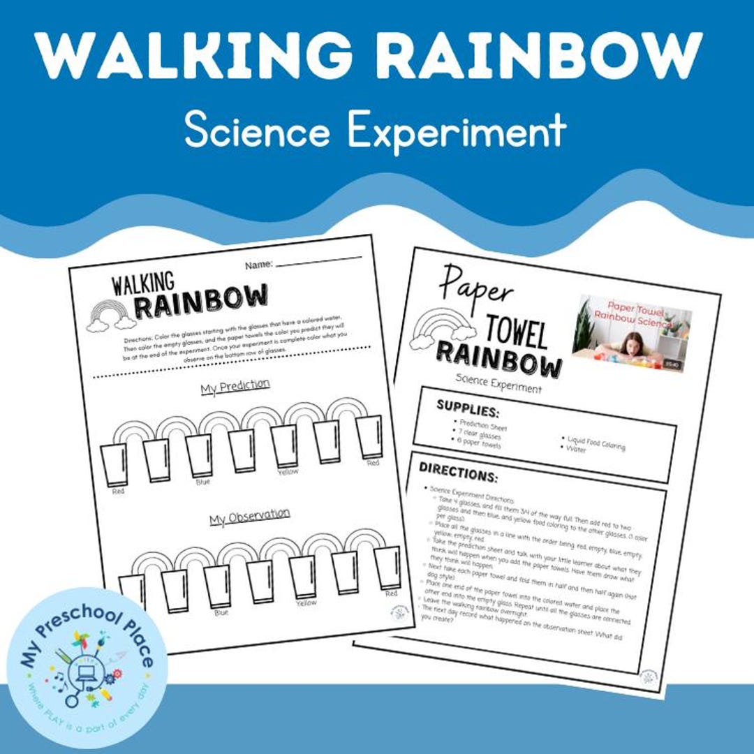 Walking Rainbow Science Experiment, Preschool STEM (digital Download ...