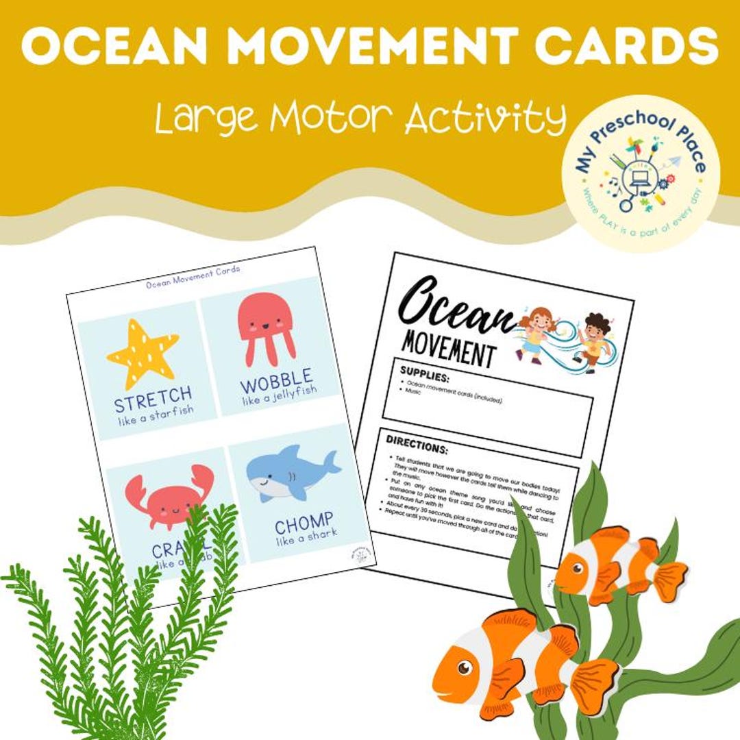 Ocean Movement Cards, Large Motor Activity for Preschool, Under the Sea ...