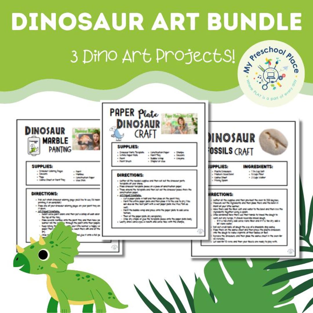Dinosaur Art Project Bundle, 3 Dino Art Projects for Preschoolers - Etsy