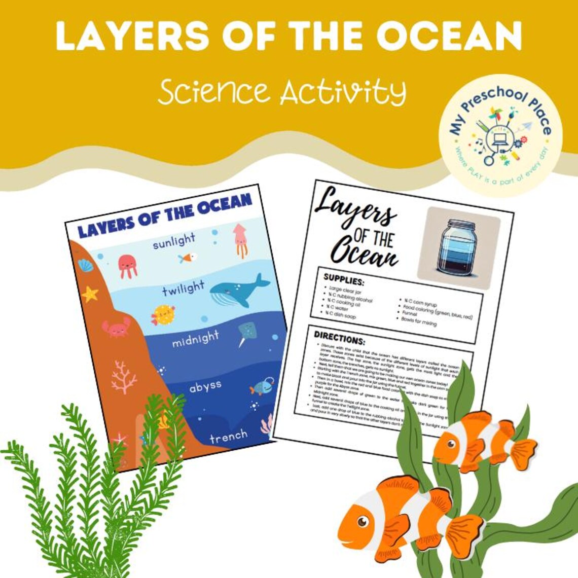 Layers of the Ocean Science Activity, Under the Sea Science for Kids - Etsy