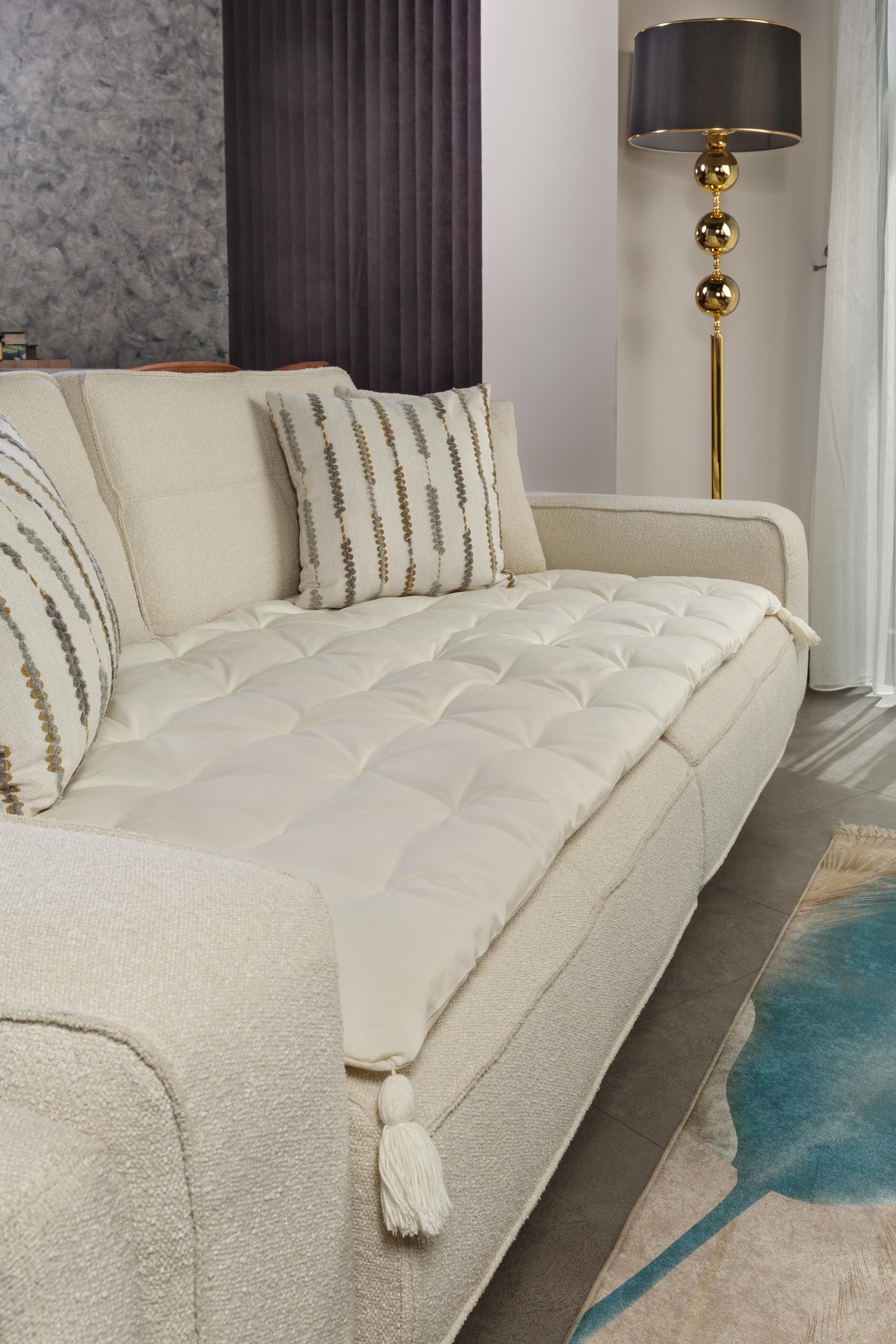 Custom Size Linen Sofa Topper Slipcover Pet Friendly, Washable, Stain ...
