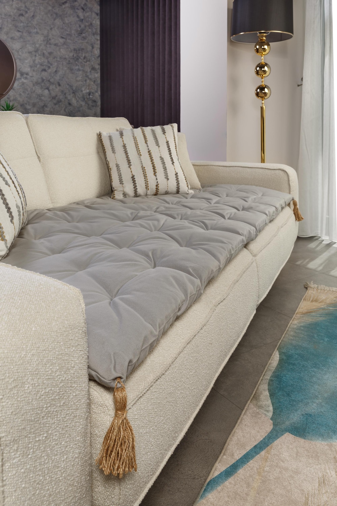 Custom Size Linen Sofa Topper Slipcover Pet Friendly, Washable, Stain ...