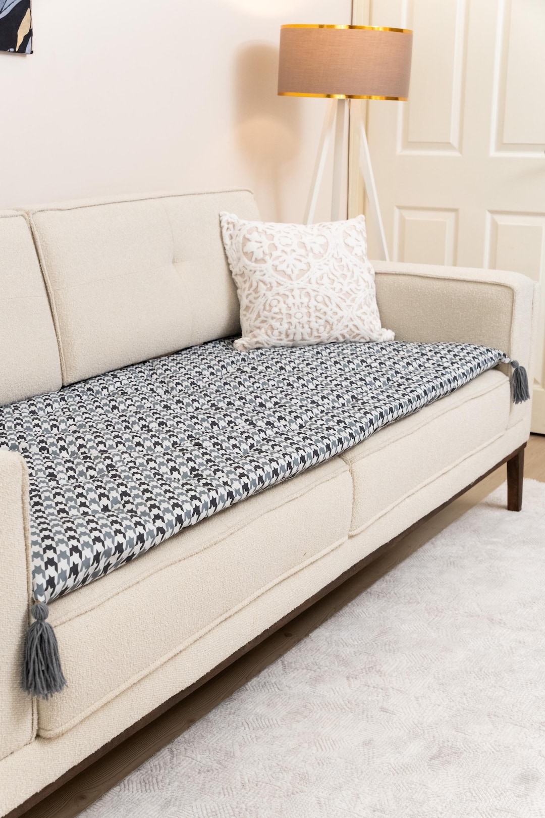 Custom Size Linen Sofa Topper Slipcover Pet Friendly, Washable, Stain ...