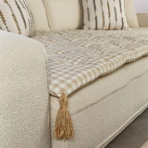 Custom Size Linen Sofa Topper Slipcover Pet Friendly, Washable, Stain ...