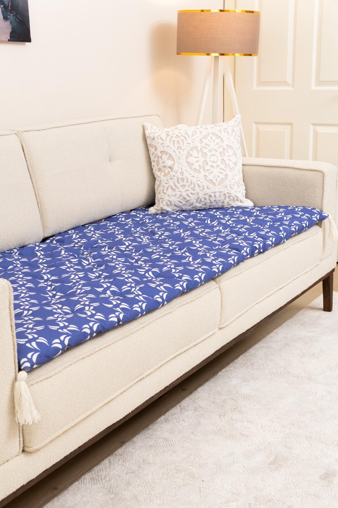 Custom Size Linen Sofa Topper Slipcover Pet Friendly, Washable, Stain ...
