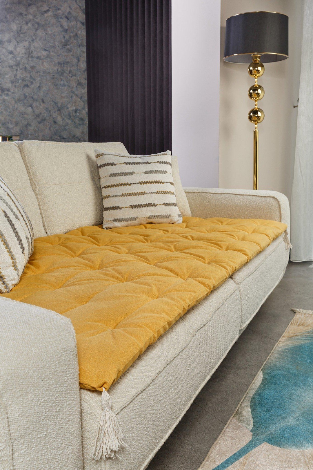 Custom Size Linen Sofa Topper Slipcover Pet Friendly, Washable, Stain ...