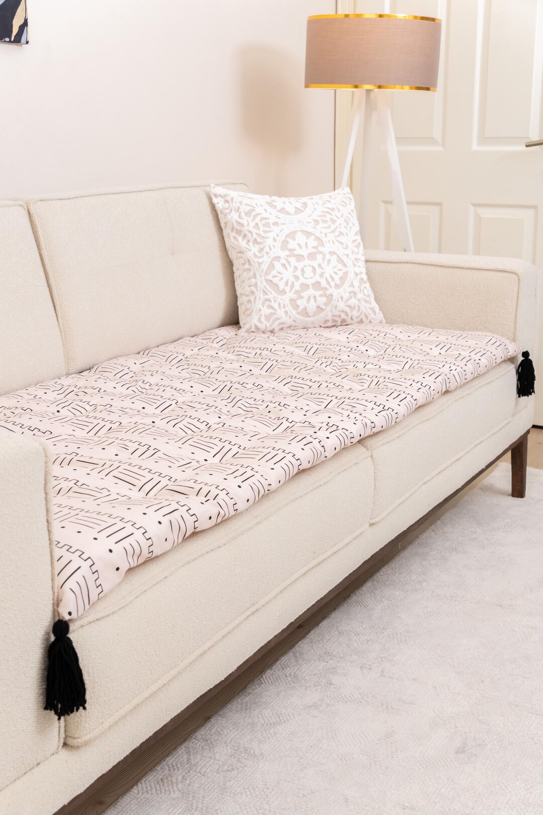 Custom Size Linen Sofa Topper Slipcover Pet Friendly, Washable, Stain ...