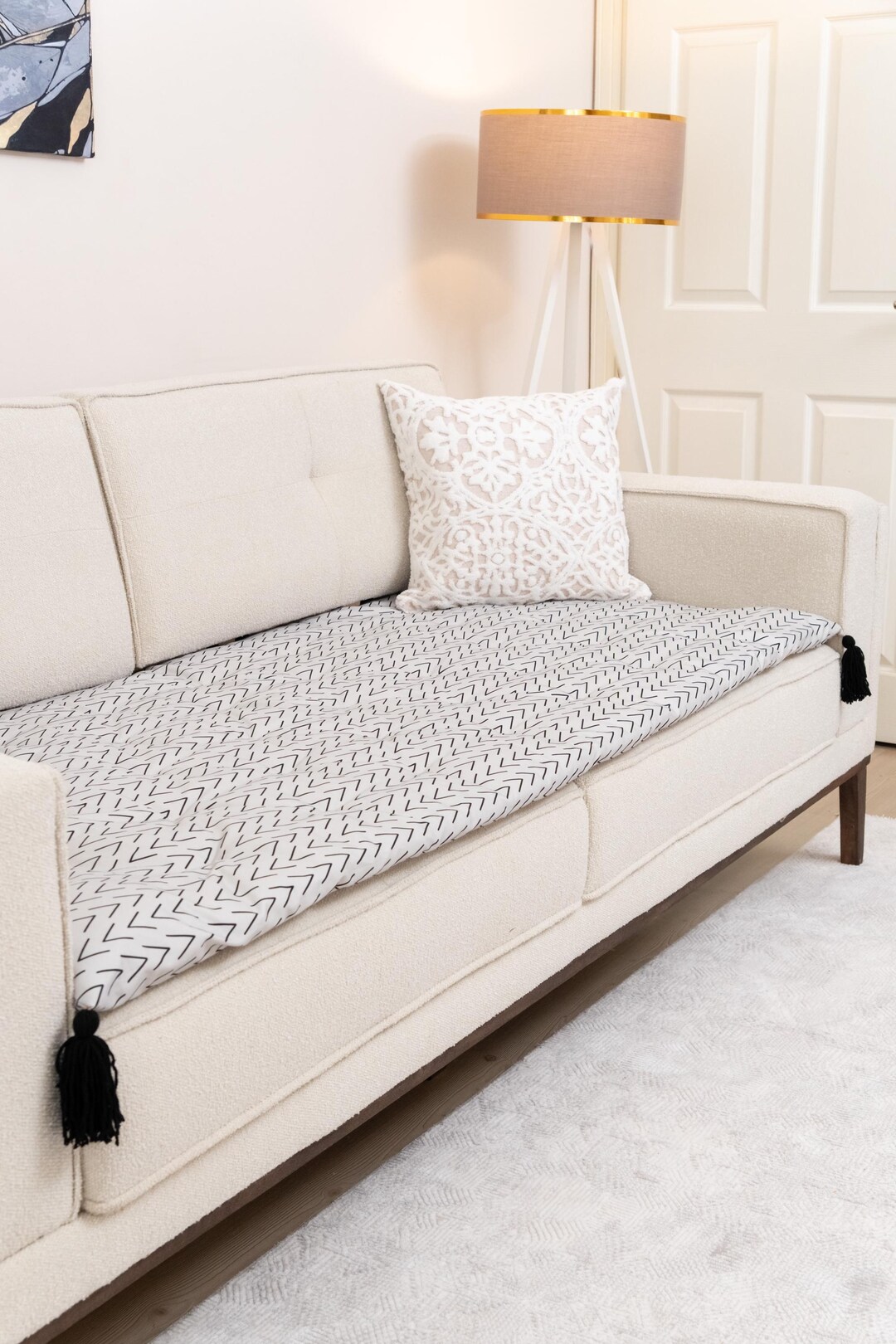 Custom Size Linen Sofa Topper Slipcover Pet Friendly, Washable, Stain ...