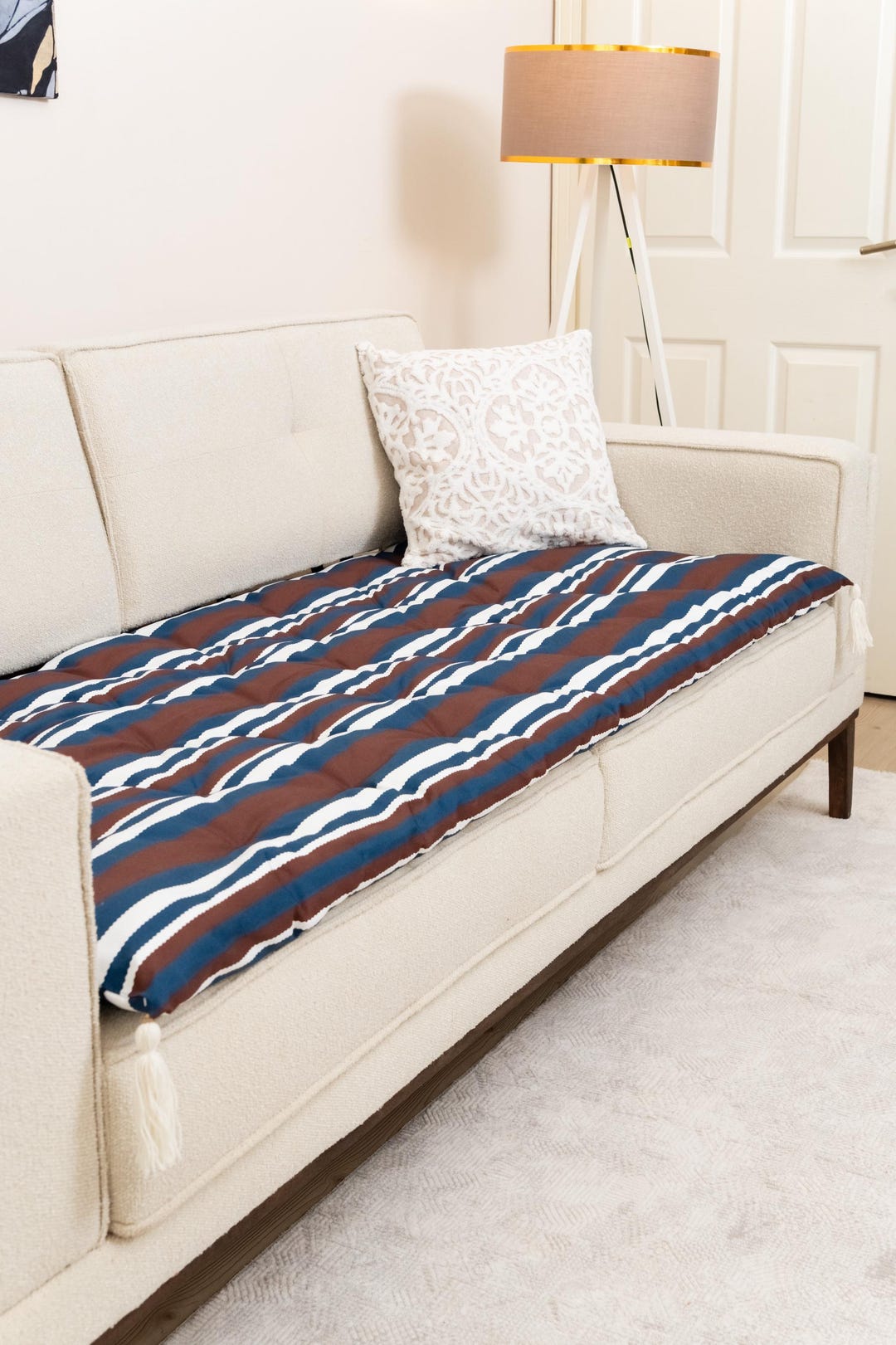 Custom Size Linen Sofa Topper Slipcover Pet Friendly, Washable, Stain ...