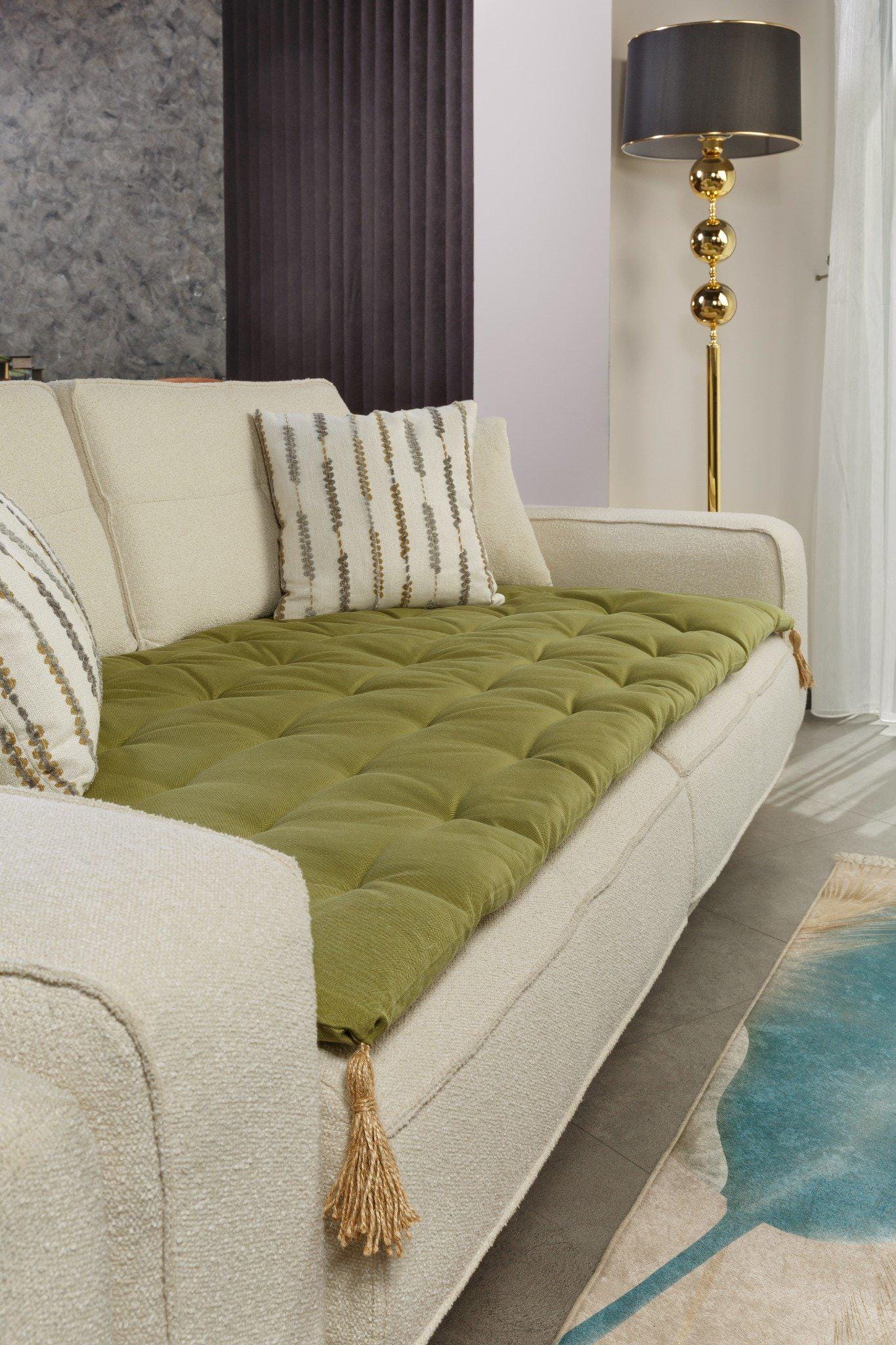 Custom Size Linen Sofa Topper Slipcover Pet Friendly, Washable, Stain ...