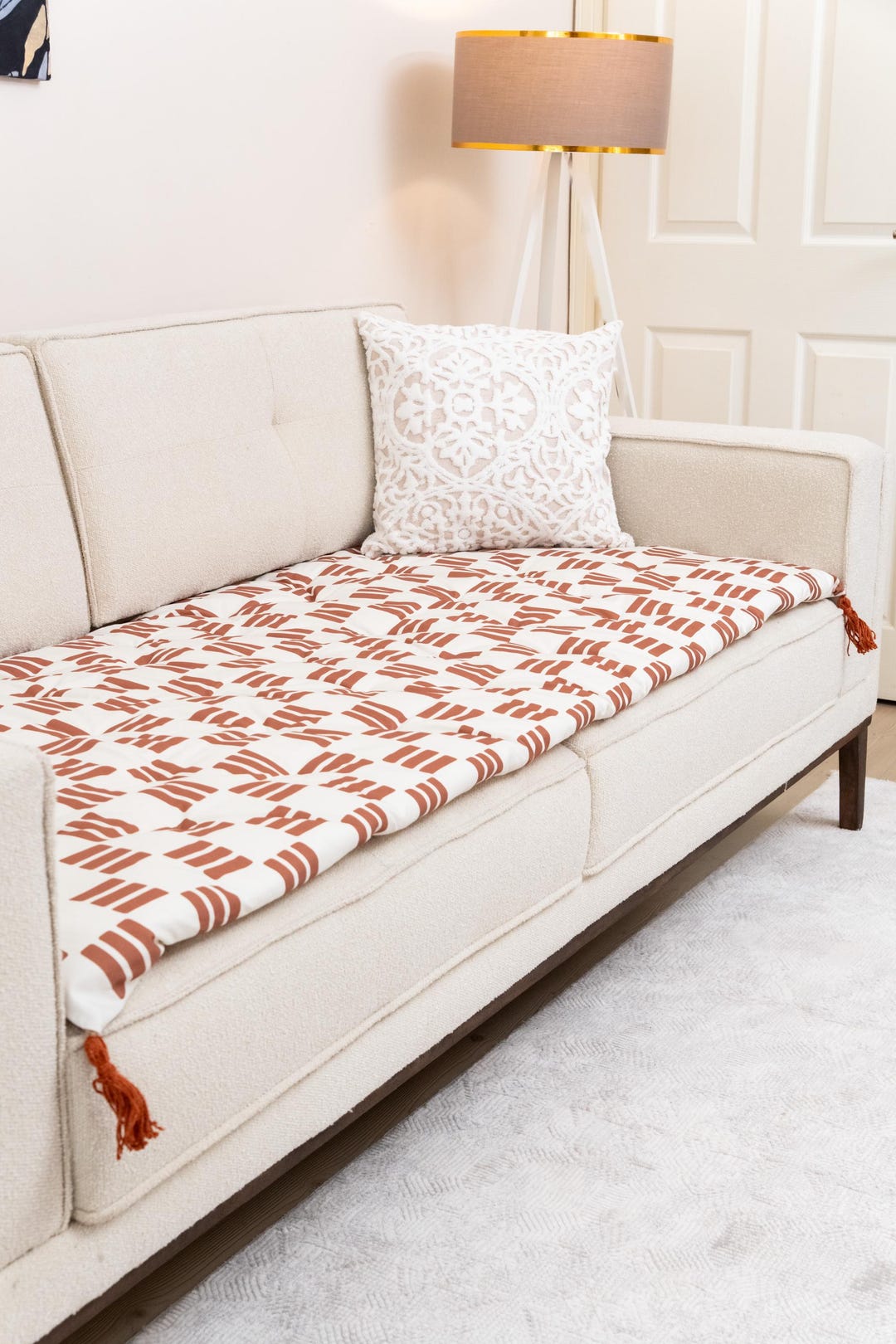 Custom Size Linen Sofa Topper Slipcover Pet Friendly, Washable, Stain ...
