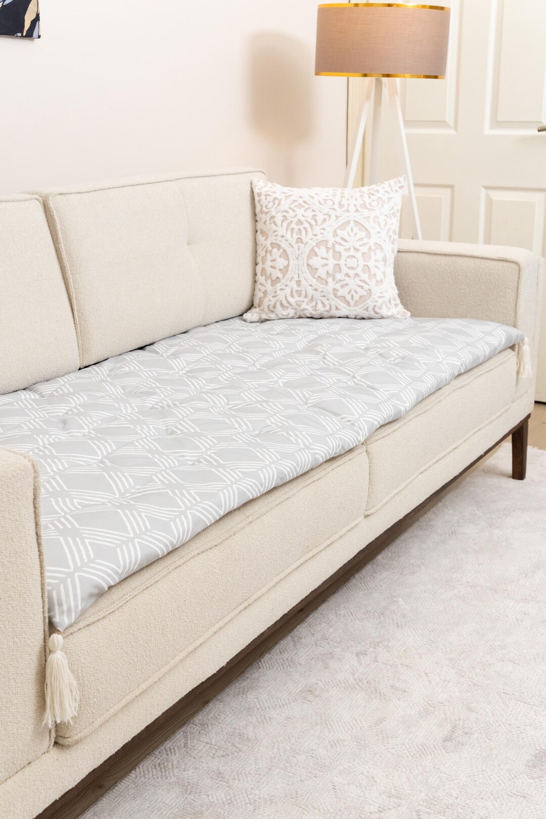 Custom Size Linen Sofa Topper Slipcover Pet Friendly, Washable, Stain ...