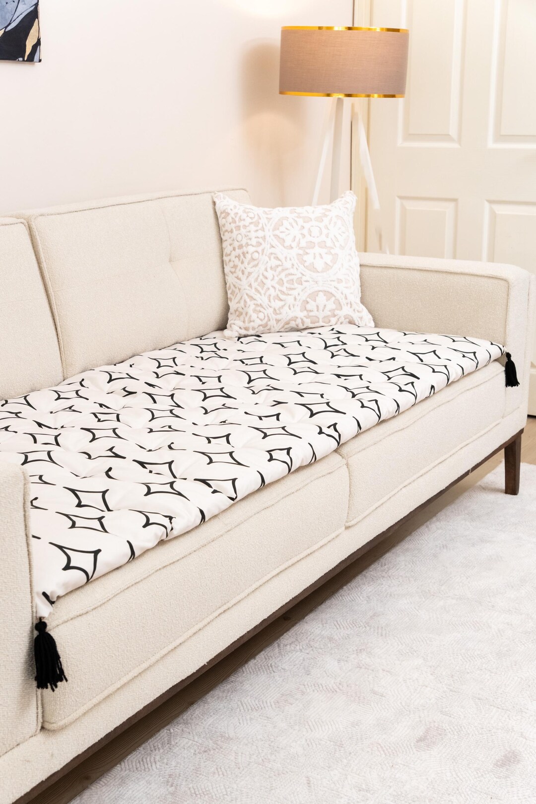 Custom Size Linen Sofa Topper Slipcover Pet Friendly, Washable, Stain ...