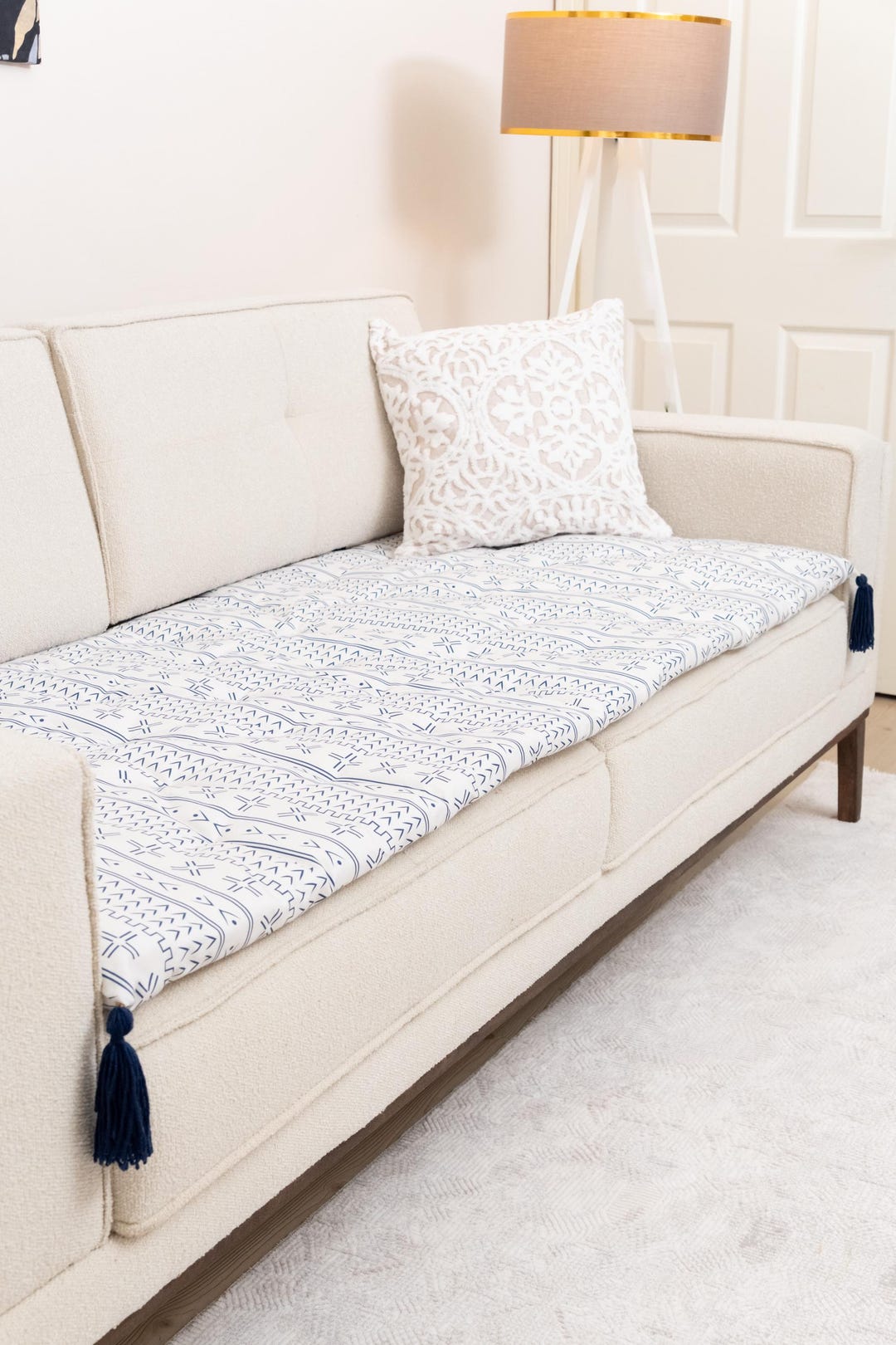 Custom Size Linen Sofa Topper Slipcover Pet Friendly, Washable, Stain ...
